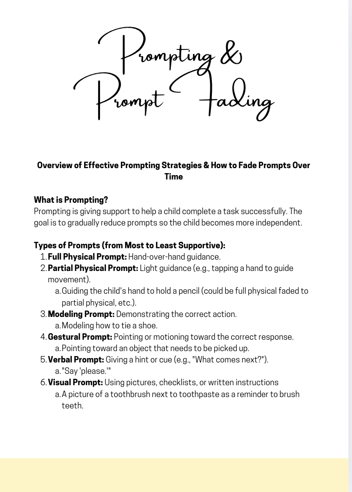 Prompting and Prompt Fading: Effective Parent Training Strategies – Behavior Analyst Resource Center